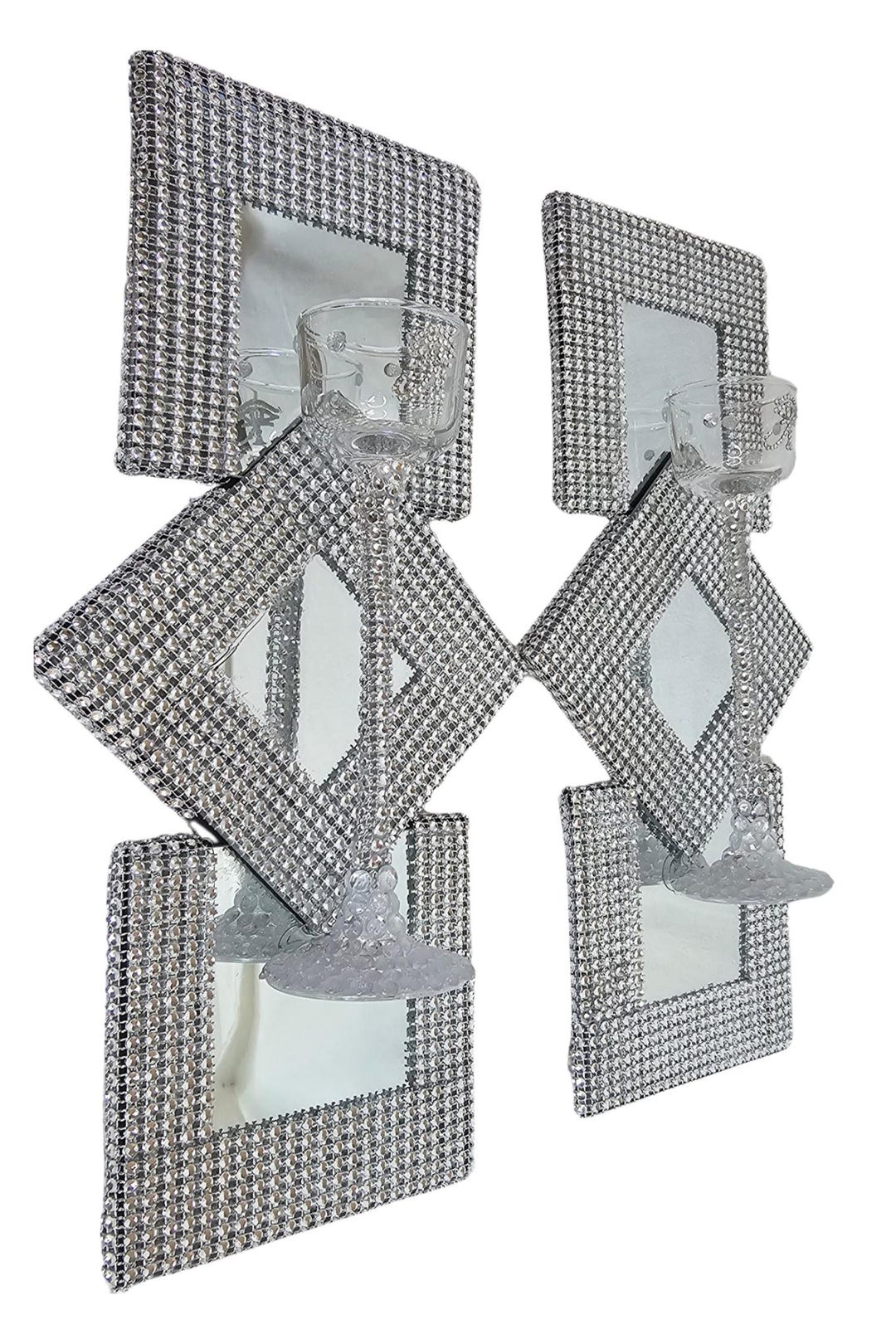 Set of 2 Glam Tea Candle Wall Mirror - Etsy