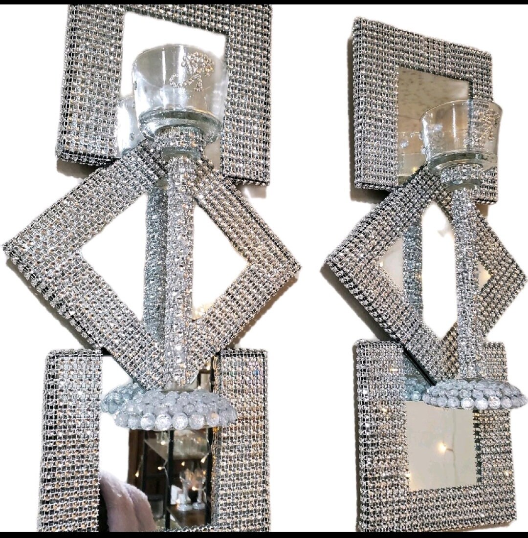 Set of 2 Glam Tea Candle Wall Mirror - Etsy