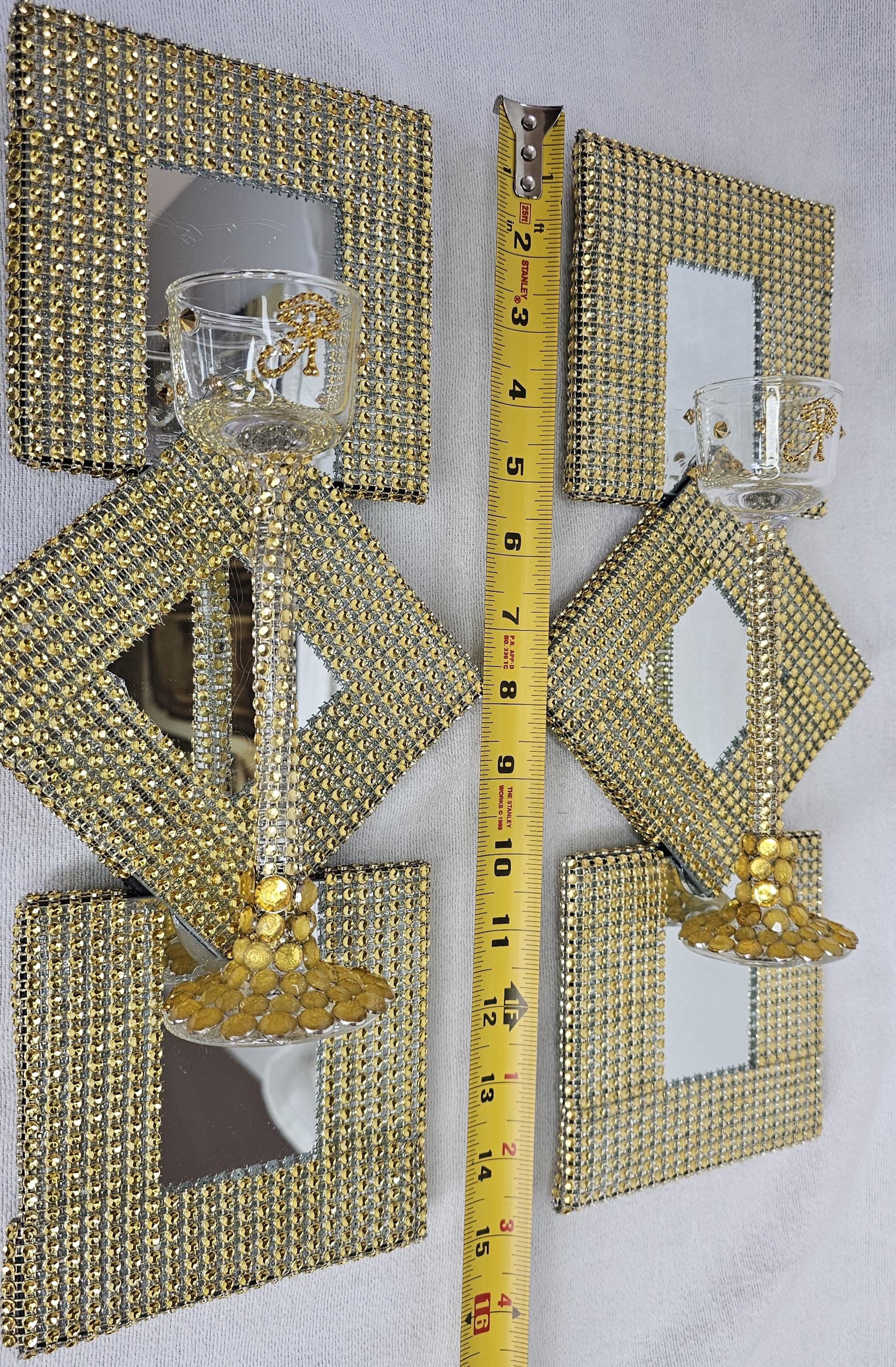 Set of 2 Glam Tea Candle Wall Mirror - Etsy