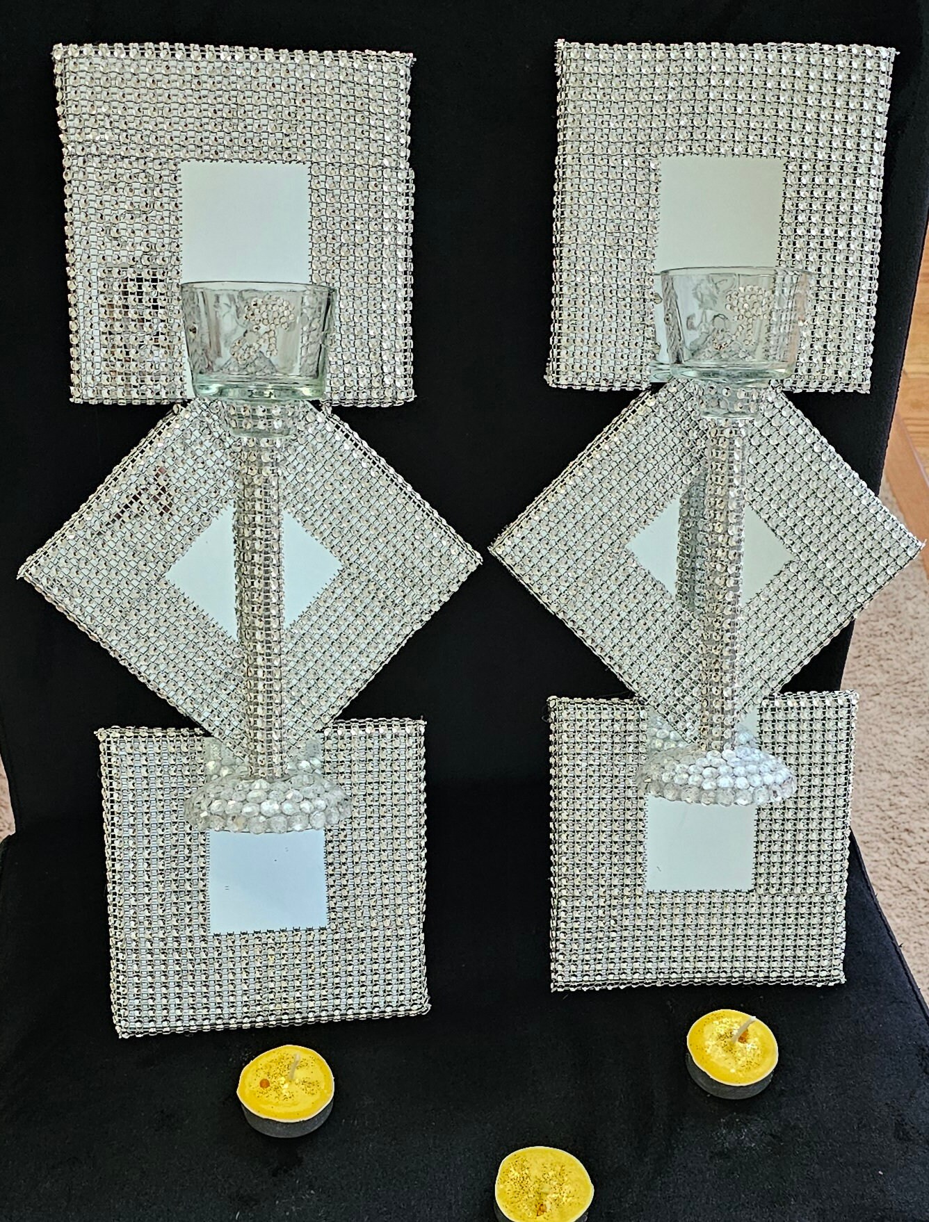 Set of 2 Glam Tea Candle Wall Mirror - Etsy