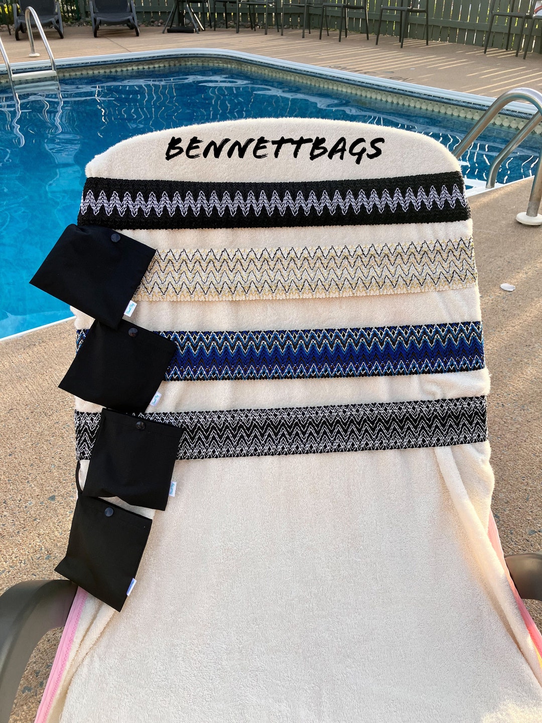 Beach Towel Band With Attached Pouch Pool Accessory Beach Towel Strap ...