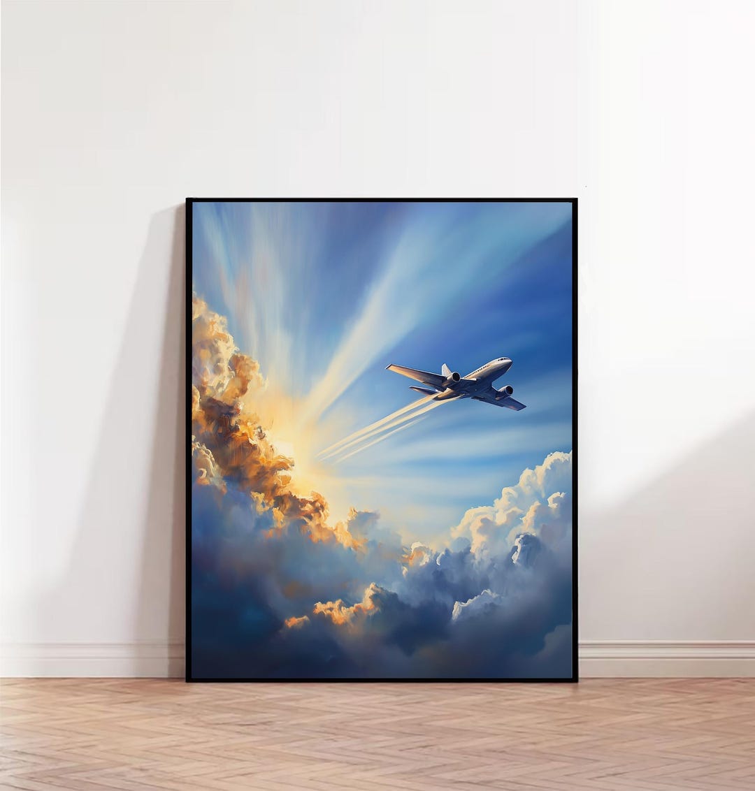 Plane Art Print | Aviation Oil Painting | Pilot Gift for Travel ...