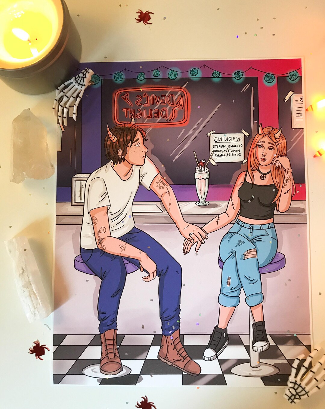 Spooky Diner Art Print - Etsy