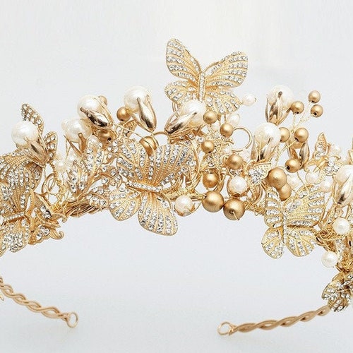 White Gold Tiara White Gold Flower Wedding Tiara White Gold | Etsy