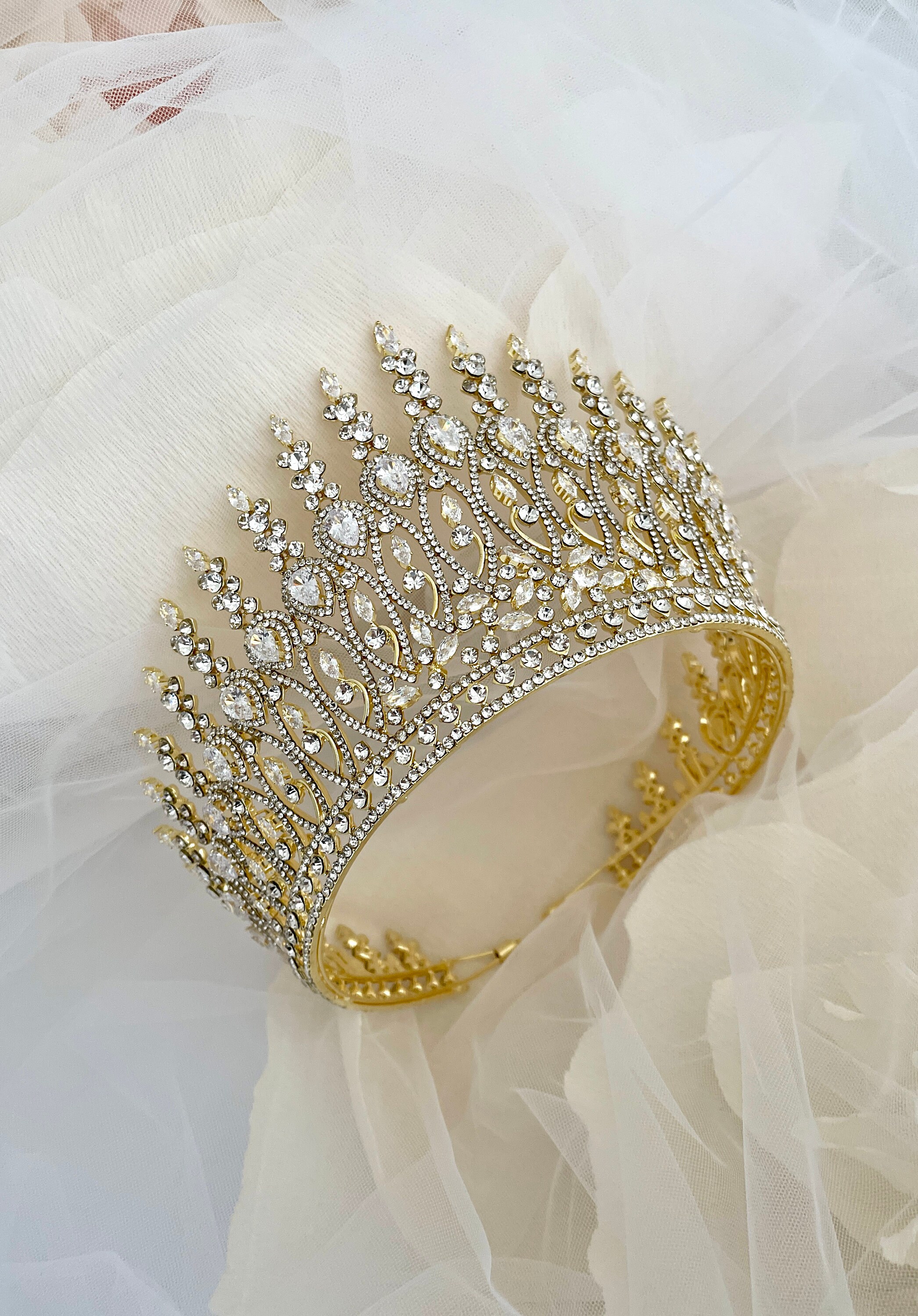 Rhinestone Headpiece QXMYOO Extra Large Tiaras Tall Pageant Crowns For ...