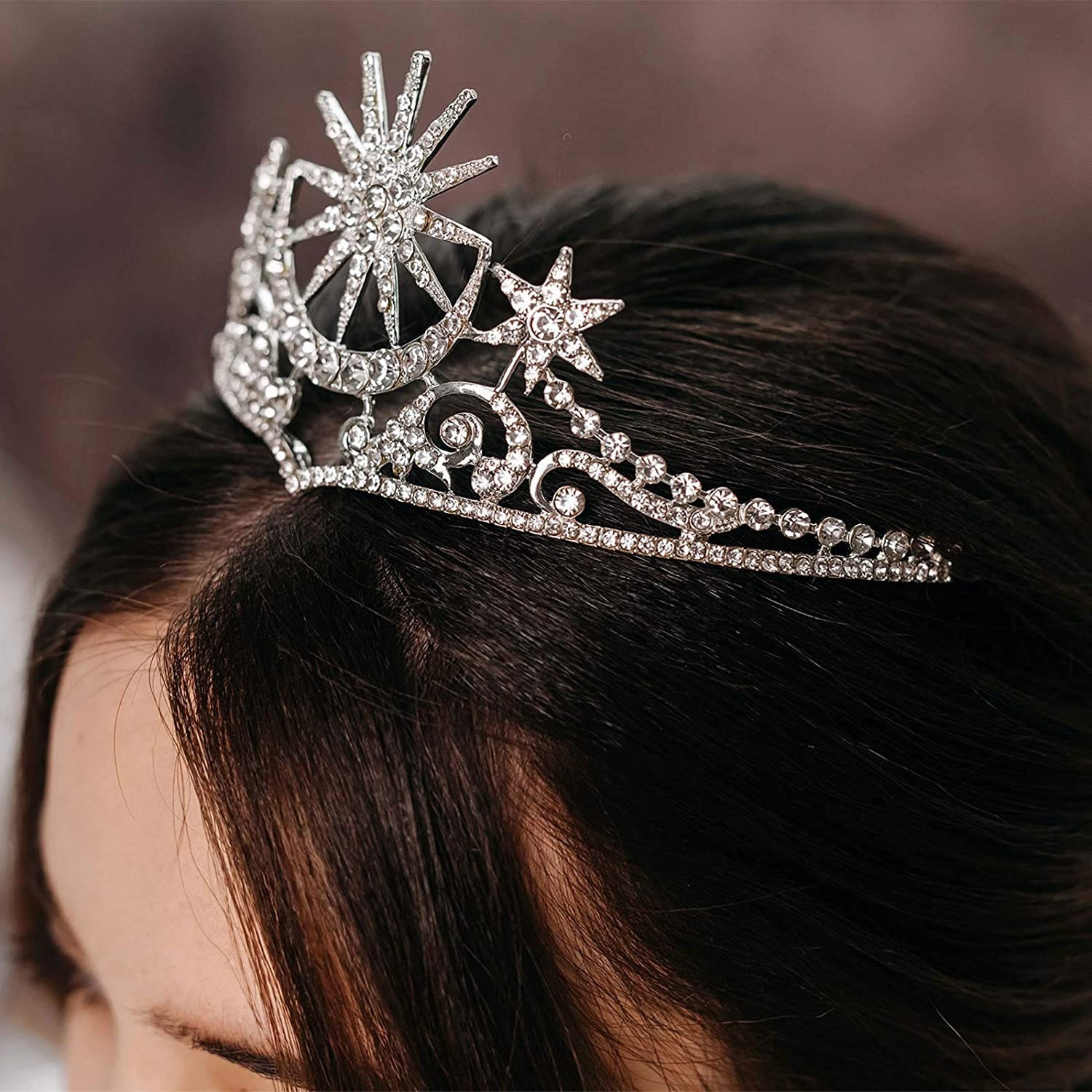 Stars Sun Tiara & Earrings SET, Goddess Headbands, Wedding Dress Halo ...