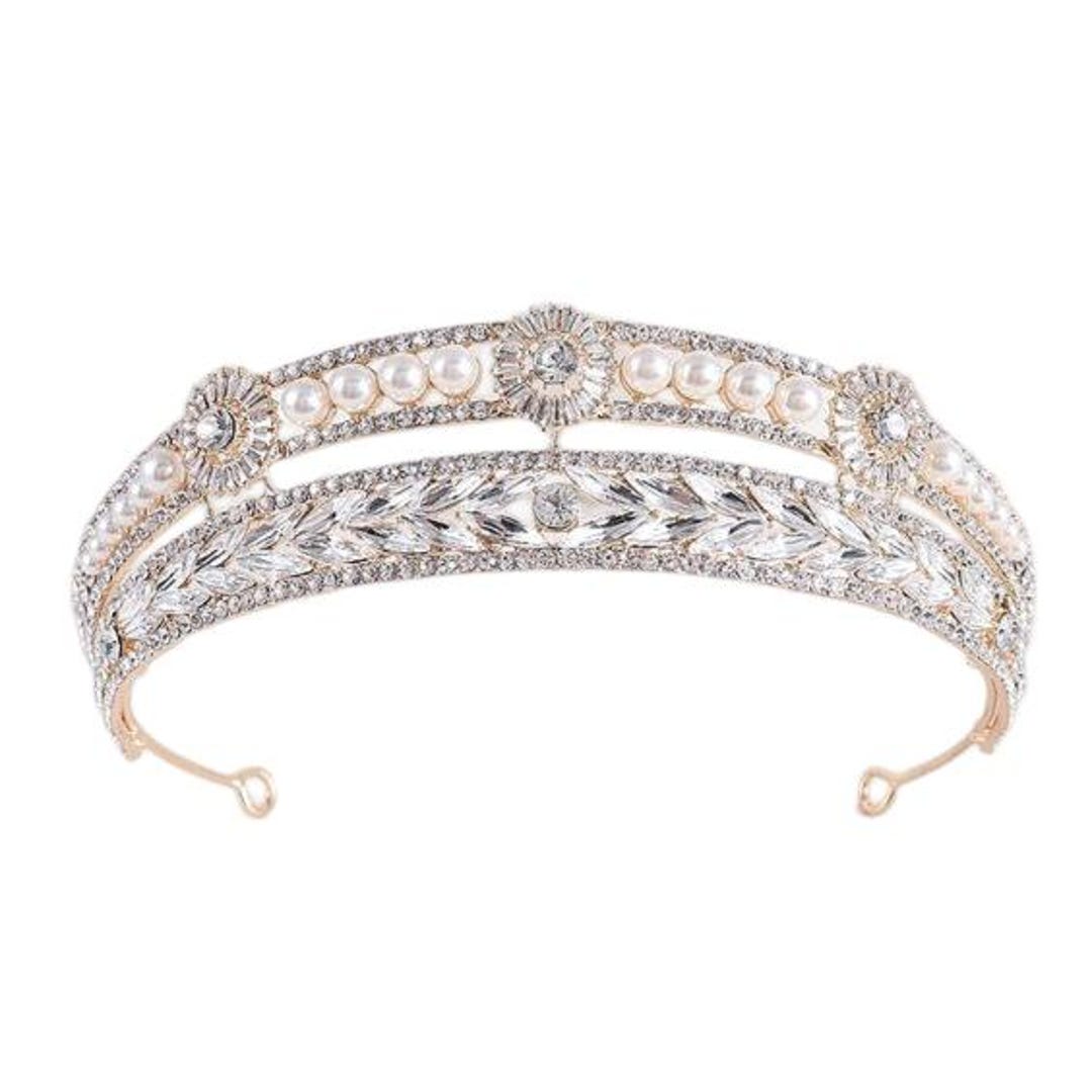 Bridgerton Crown Bridal Tiara Wedding Headpiece EDWINA Diadem Pearl ...