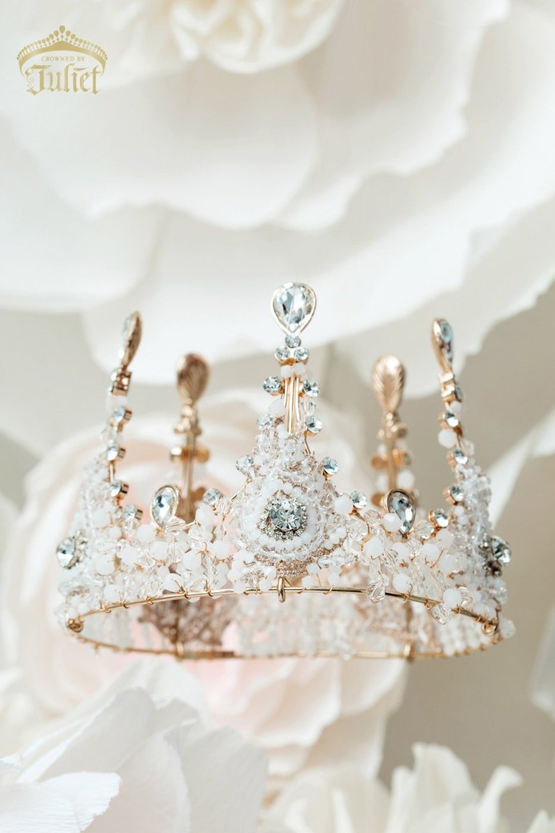 Golden Crystal Bridal Crown, Full Circle Wedding Headpiece SOMERSET - Etsy