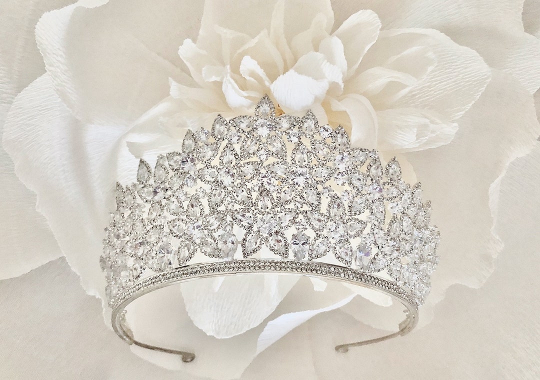 Wedding Tiara, Large Crown Luxury Swarovski Crystal Bridal Princess ...