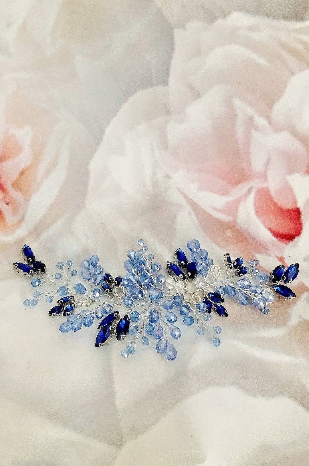 Blue Headpieces, Bridal Combs Wedding Hairpieces Blue Crystal RIDEAU ...