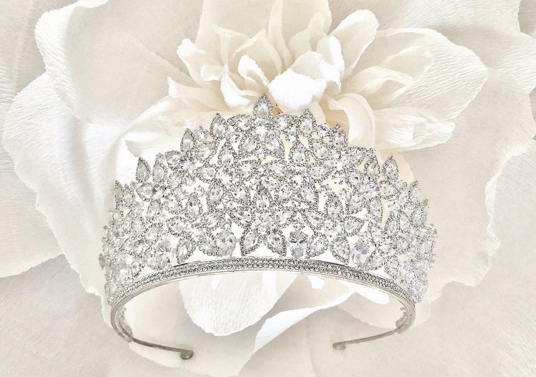 Wedding Tiara, Large Crown Luxury Swarovski Crystal Bridal Princess ...