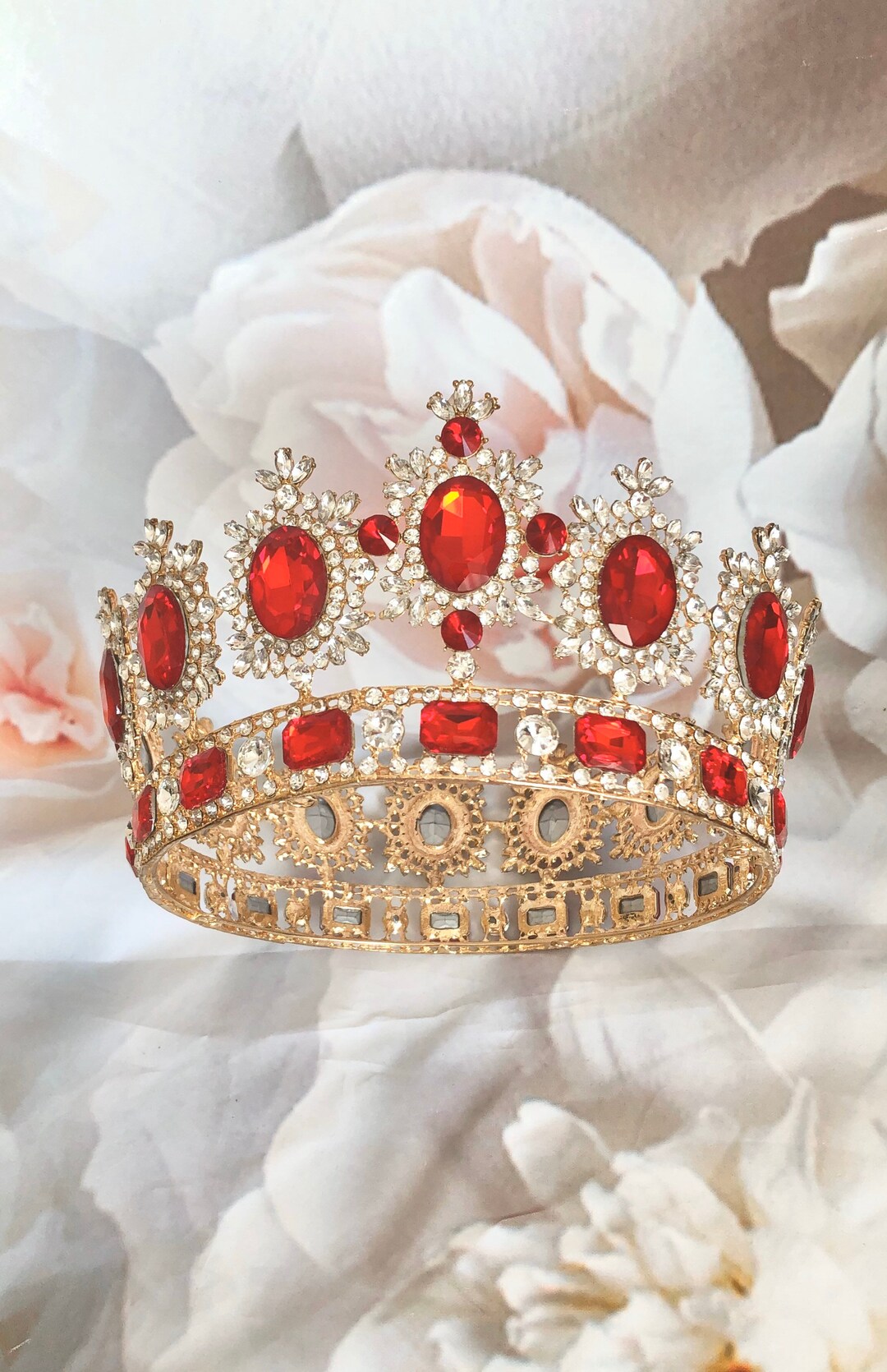 Full Crowns King Queen Man Headpieces, Large Big Matching Men Full ...