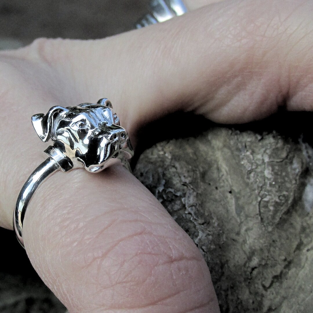 Pitbull Ring, 925 Silver American Staffordshire Terrier Alliance Pit ...