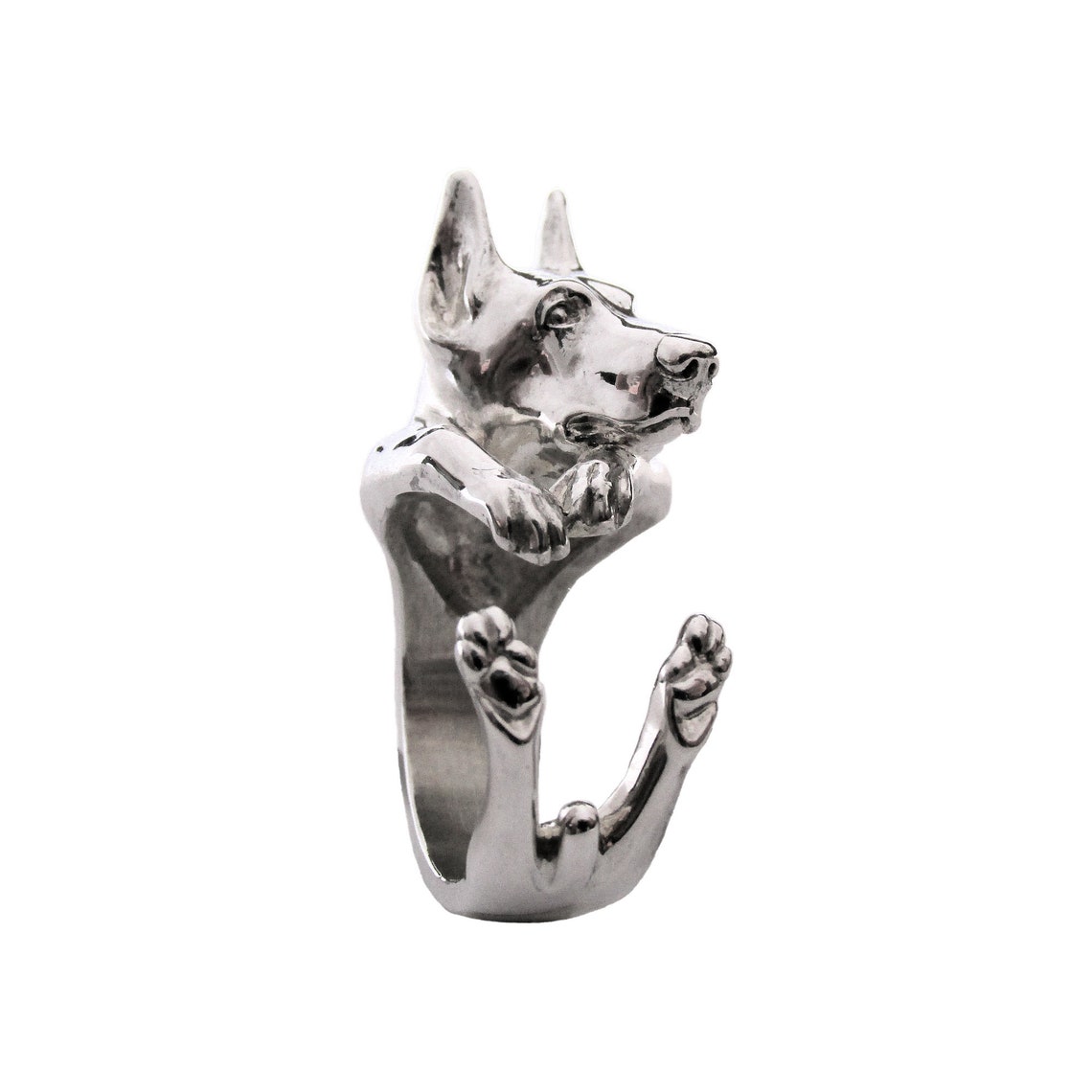 Doberman Ring, Sterling Doberman, Doberman Hug Ring, Doberman ...