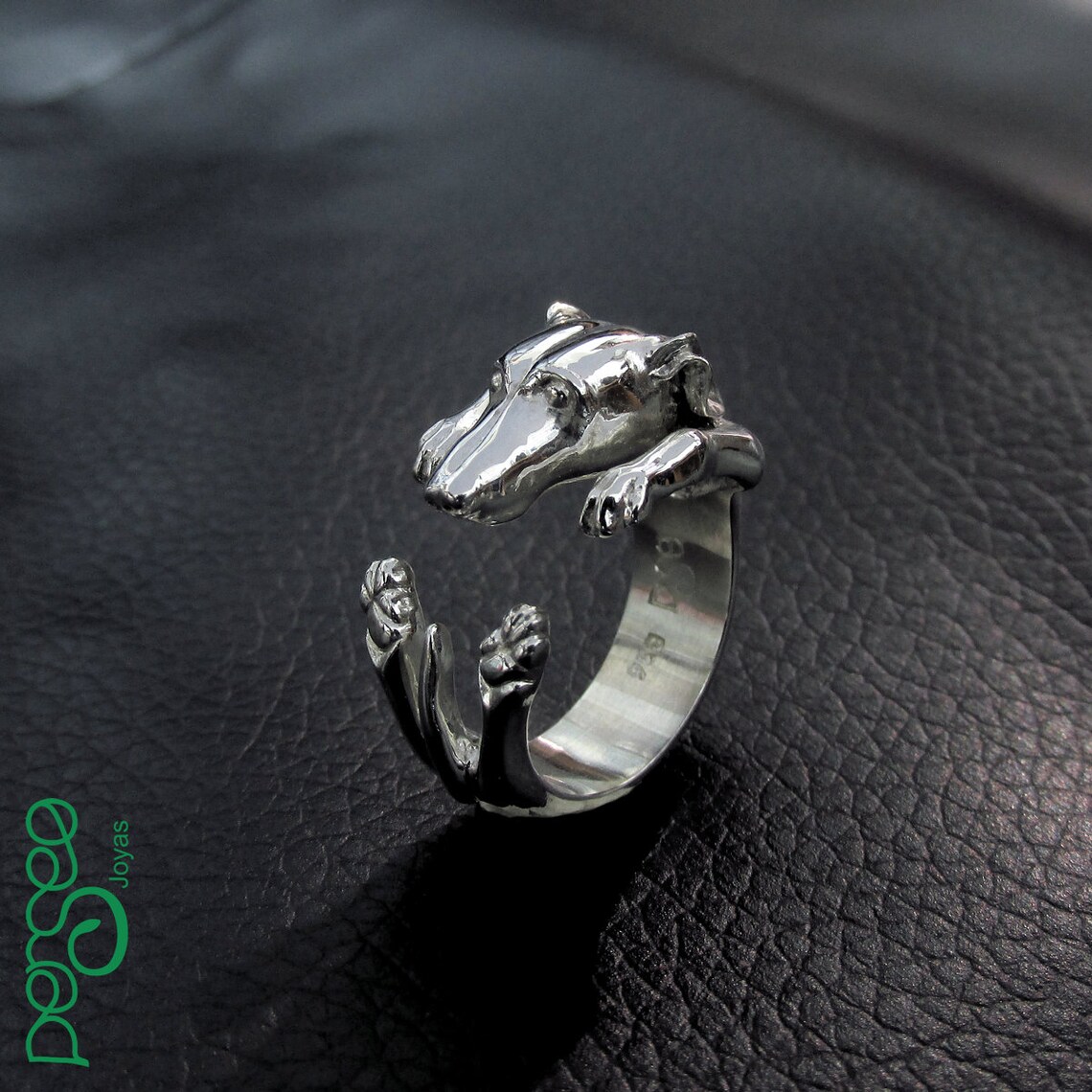 Greyhound Silver Ring, 925 Silver Sighthound, Azawakh Hug Ring, Galgo ...