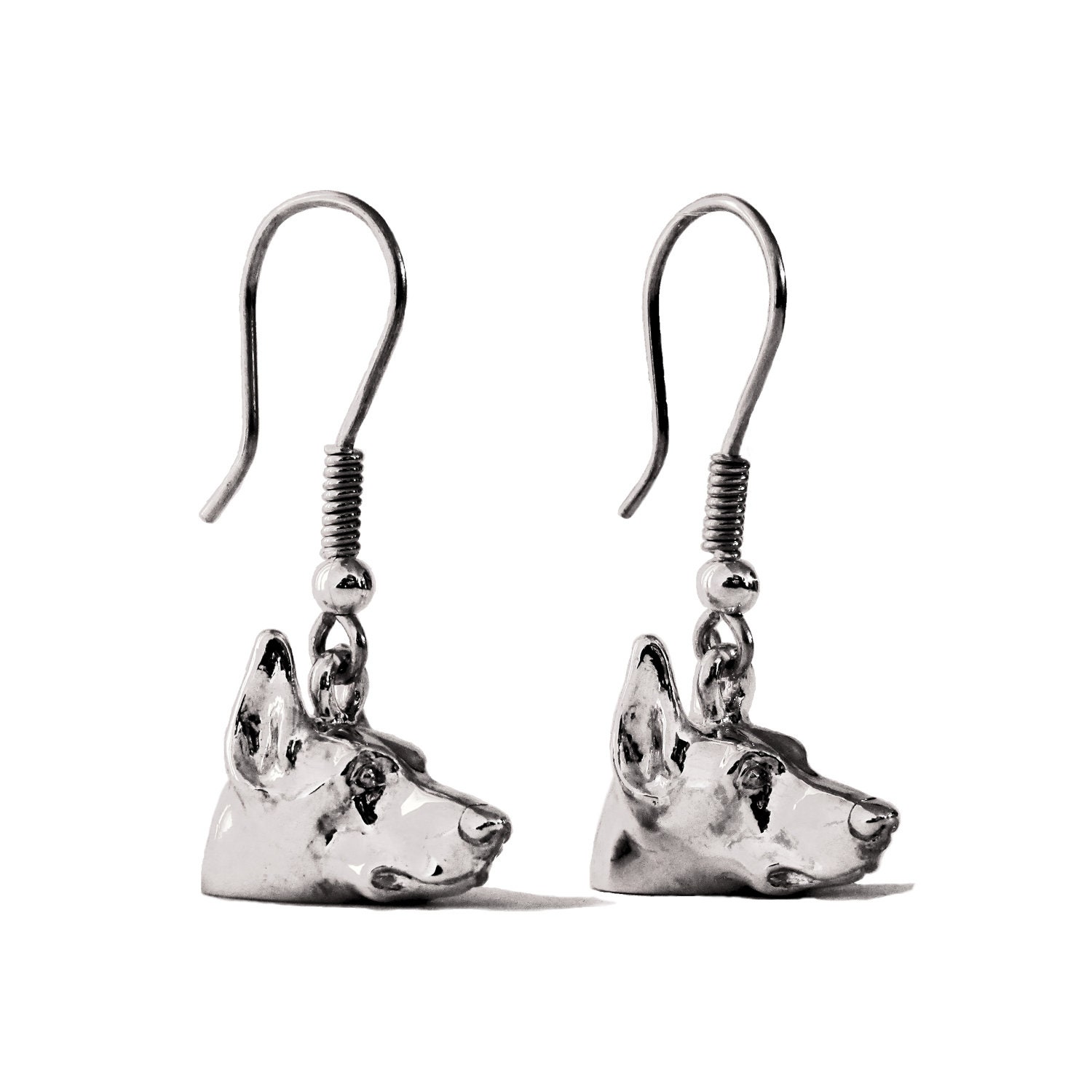 Aretes Doberman Orejas Naturales Plata 925 pendientes perro plata ...