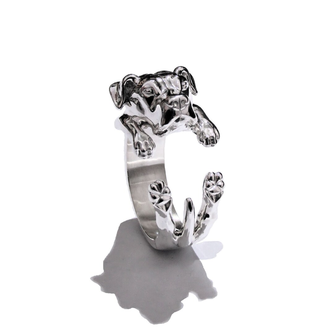 Pitbull Ring, Pit Bull Ring, 925 Silver Pitbull Ring, Pitbull Hug Ring ...