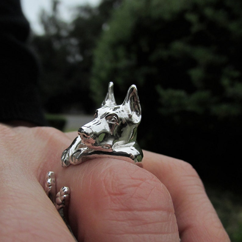 Doberman Ring Sterling Doberman Doberman Hug Ring Doberman - Etsy