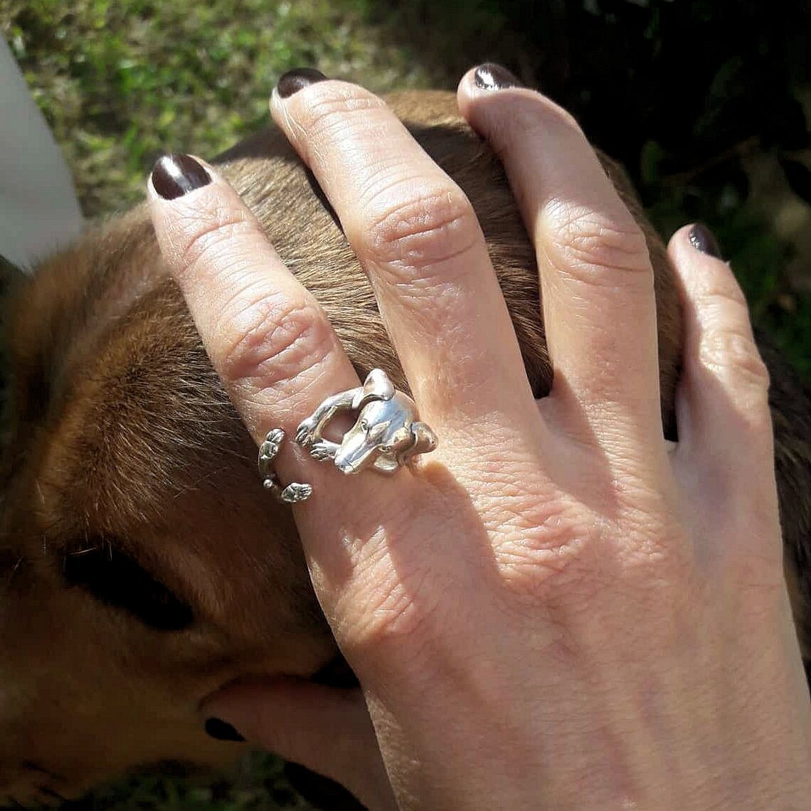 Silver Doberman Ring Animal Jewelry Flopy Ears Doberman Hug - Etsy