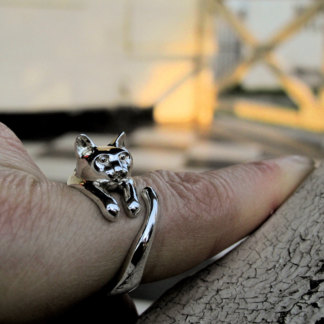 Cat Ring 925 Silver Cat Hug Ring Bijou Kitten Cat - Etsy