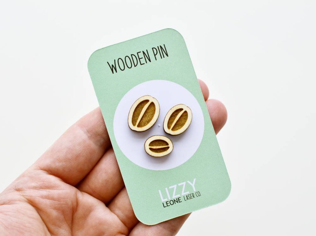 Wooden Coffee Bean Pins, Gift for Coffee Enthusiasts, Backpack Pins for ...