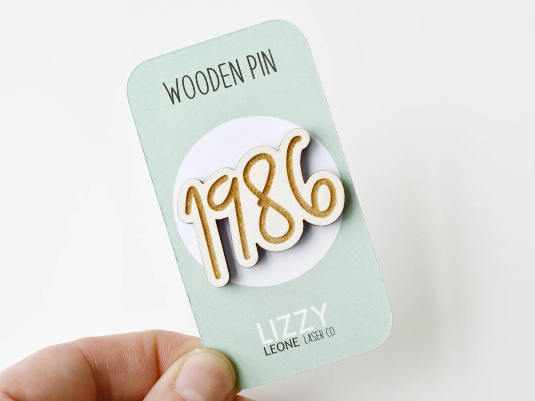 Birth Year Pin, Number Pins, Lucky Number Pin, Wooden Birthday ...