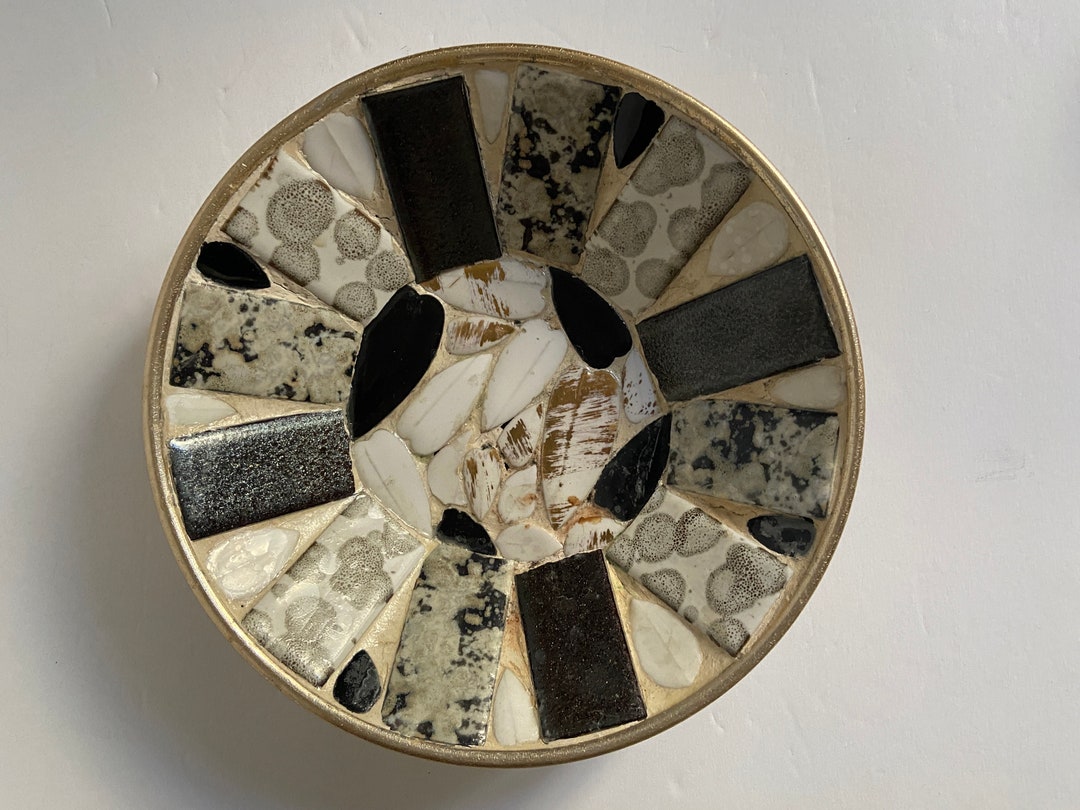 Vintage MCM Tile Mosaic Ceramic Metal Art Bowl - Etsy