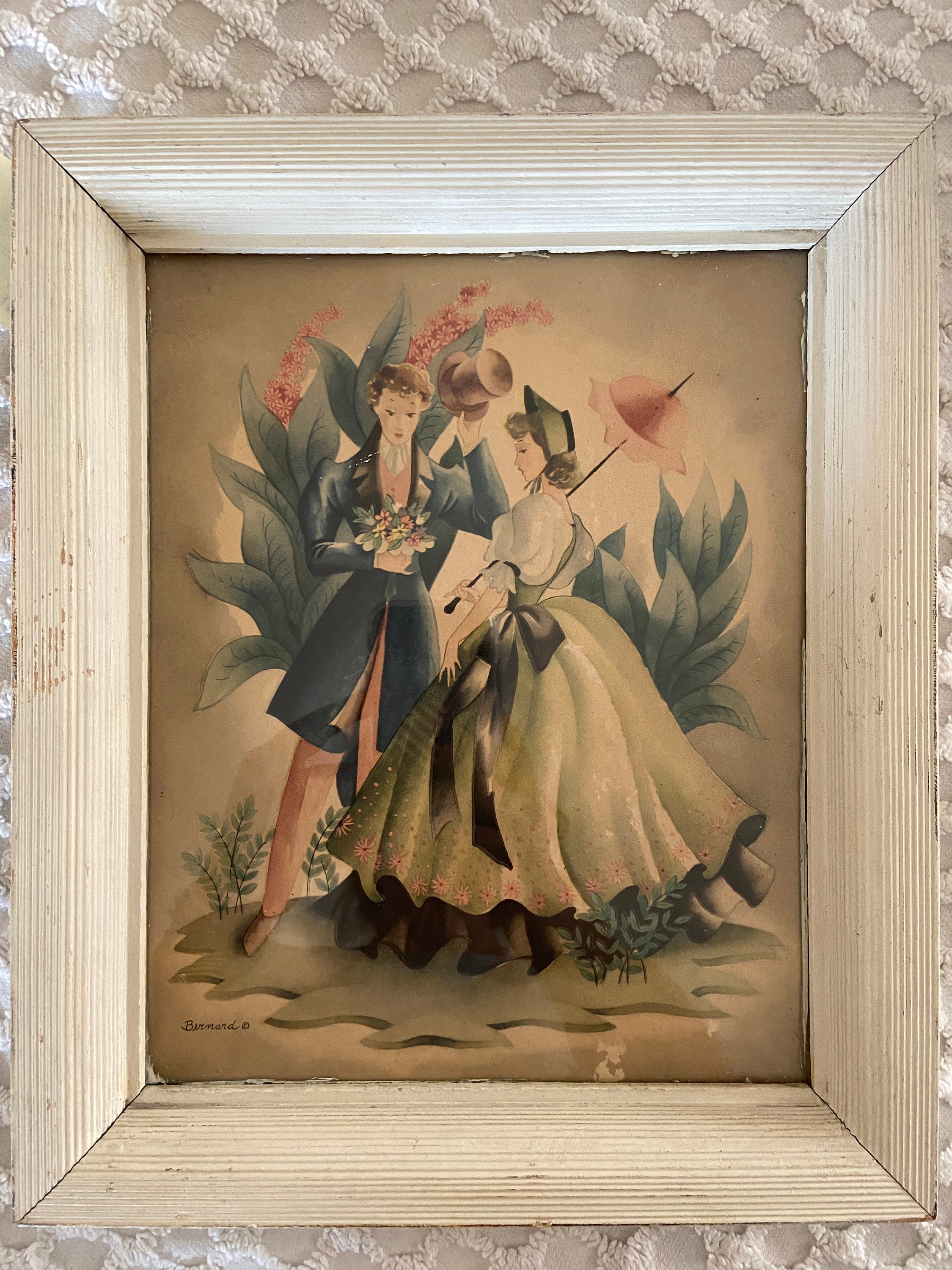 Vintage Framed Bernard Print of Victorian Couple Vintage | Etsy