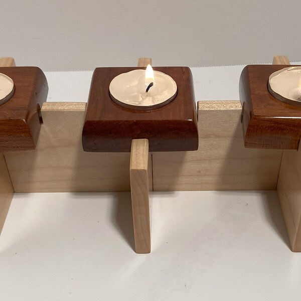 Unique Tea Light Display Made From Maple and Dark Cherry. 2310001 - Etsy