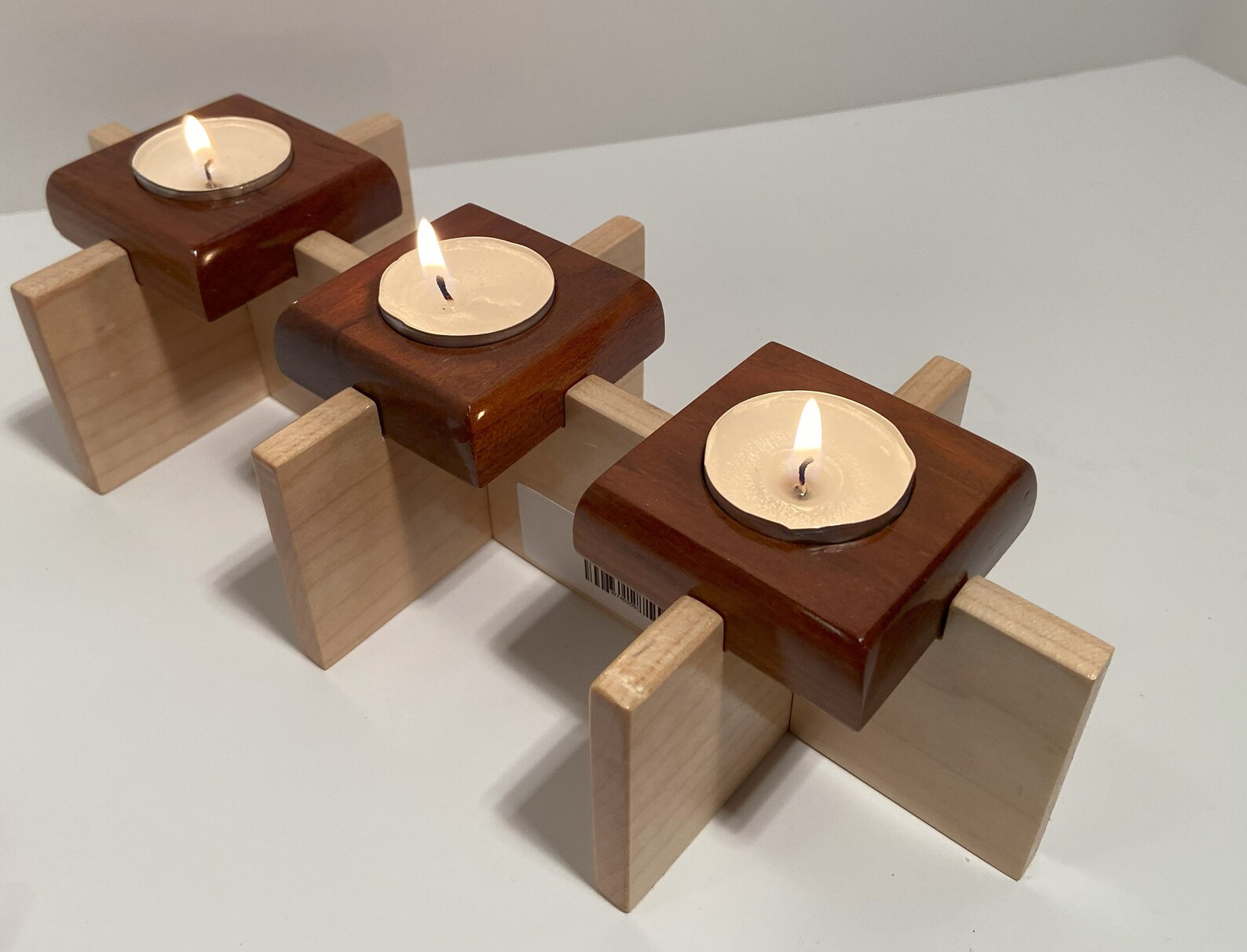 Unique Tea Light Display Made From Maple and Dark Cherry. tlnnnch23002 ...