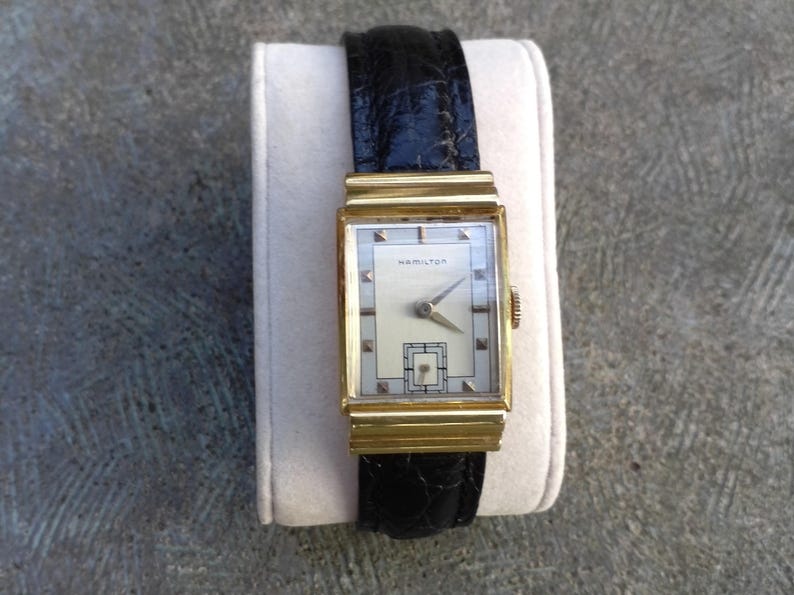 Vintage 18K Gold Hamilton gordon Mechanical Tanq Style Wristwatch, Ca ...