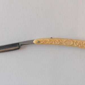 Antique H.J. Herskovitz Sheffield Steel Straight Razor With Decorative ...