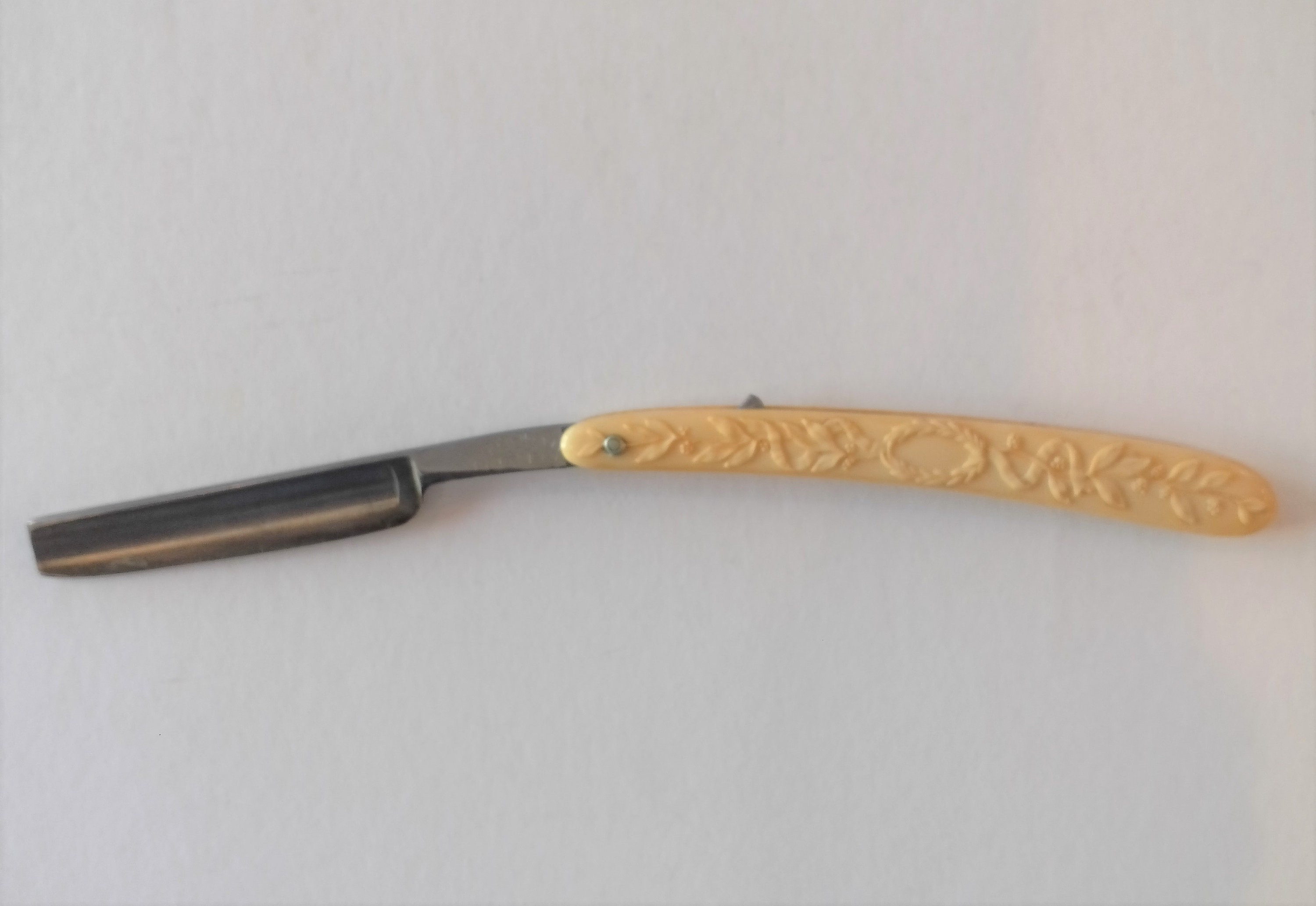 Antique H.J. Herskovitz Sheffield Steel Straight Razor With Decorative ...
