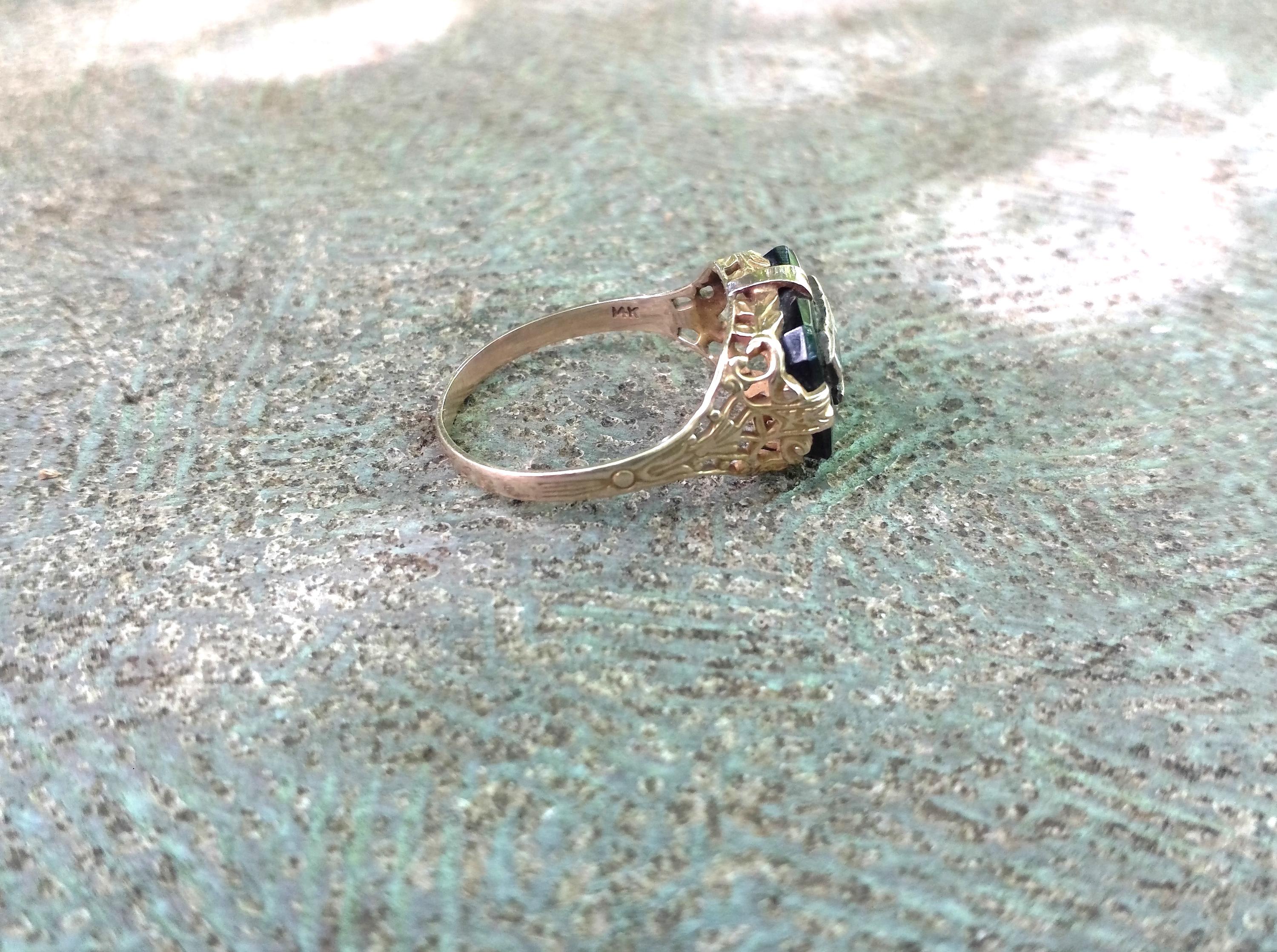 14K Gold and Onyx Masonic Eastern Star Rainbow Girls Ring, Ca. 1940 - Etsy