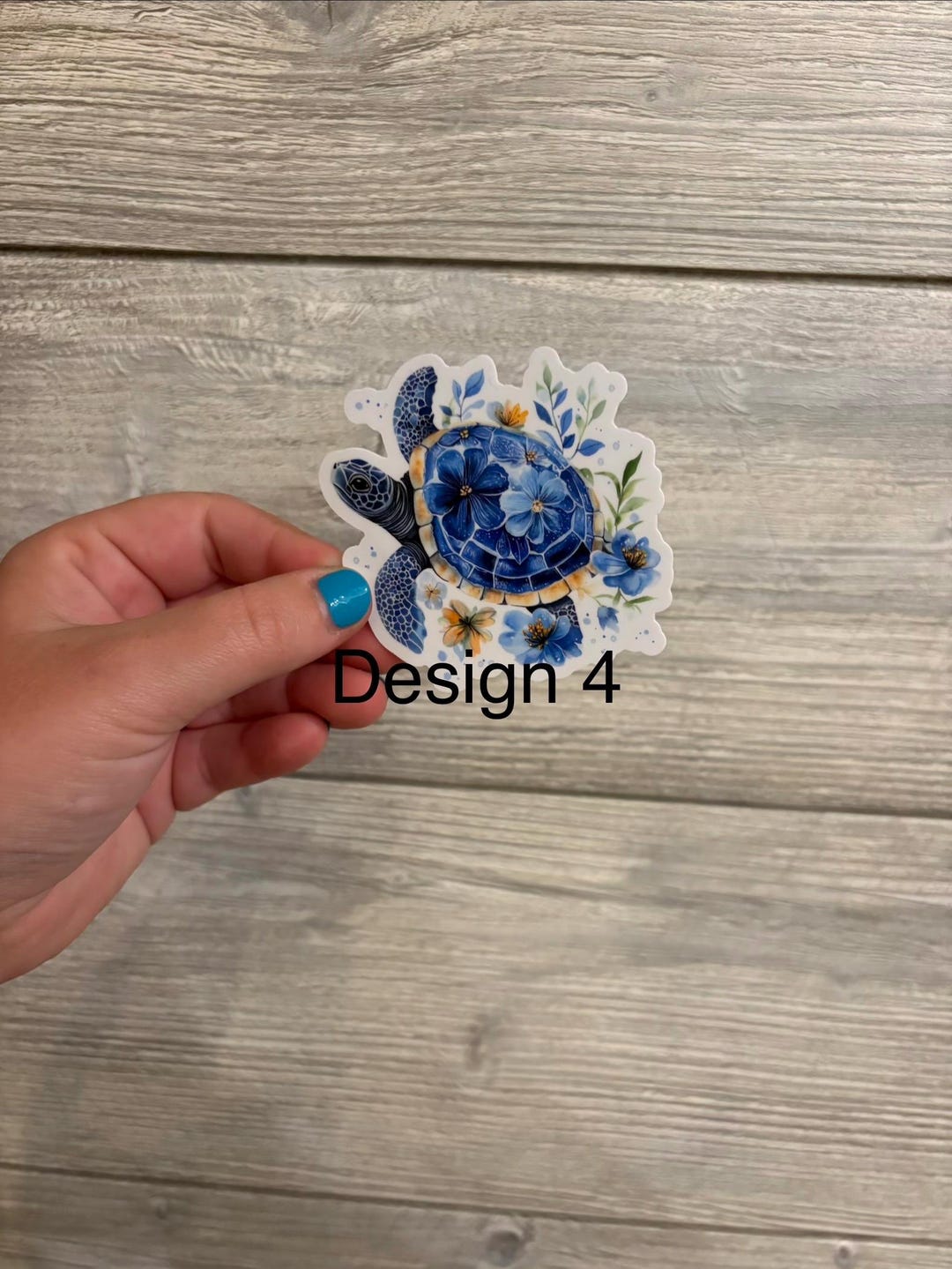 Watercolor - Blue Flower - Sea Turtle - Multiple Designs - Stickers - Etsy