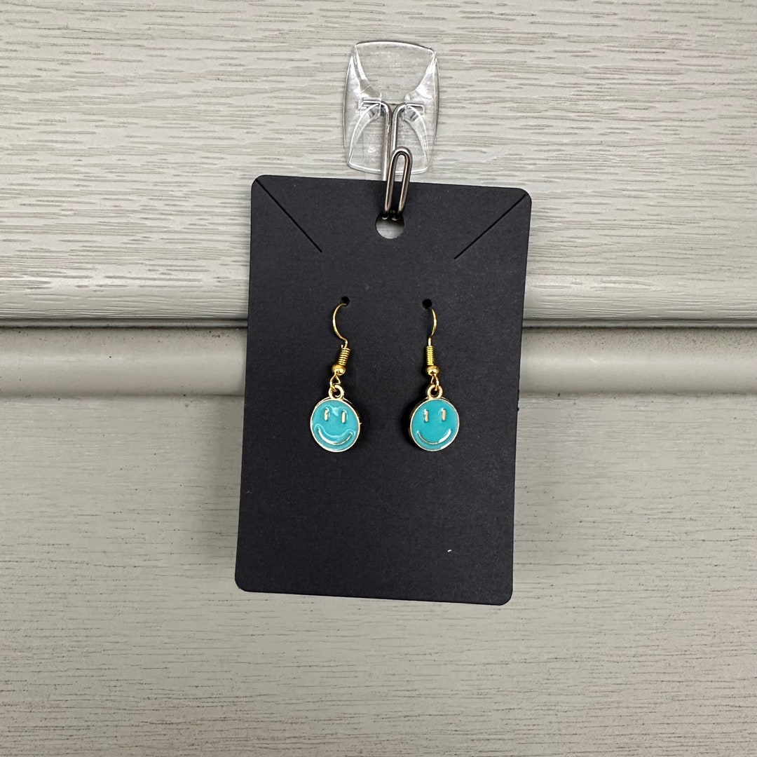 Smiley Face Colorful Gold Dangle Earrings - Etsy