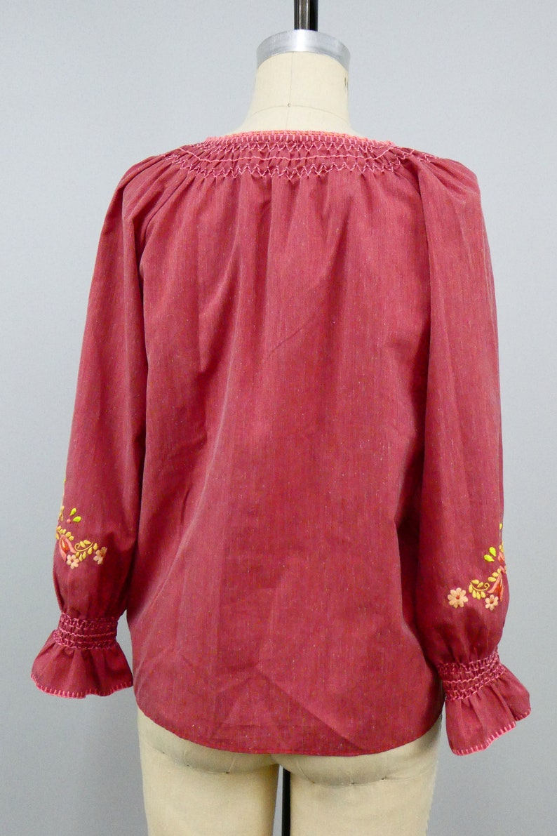 Vintage 1970s Deep Rose Pink Peasant Blouse, 70s Penny Lane, Vintage ...