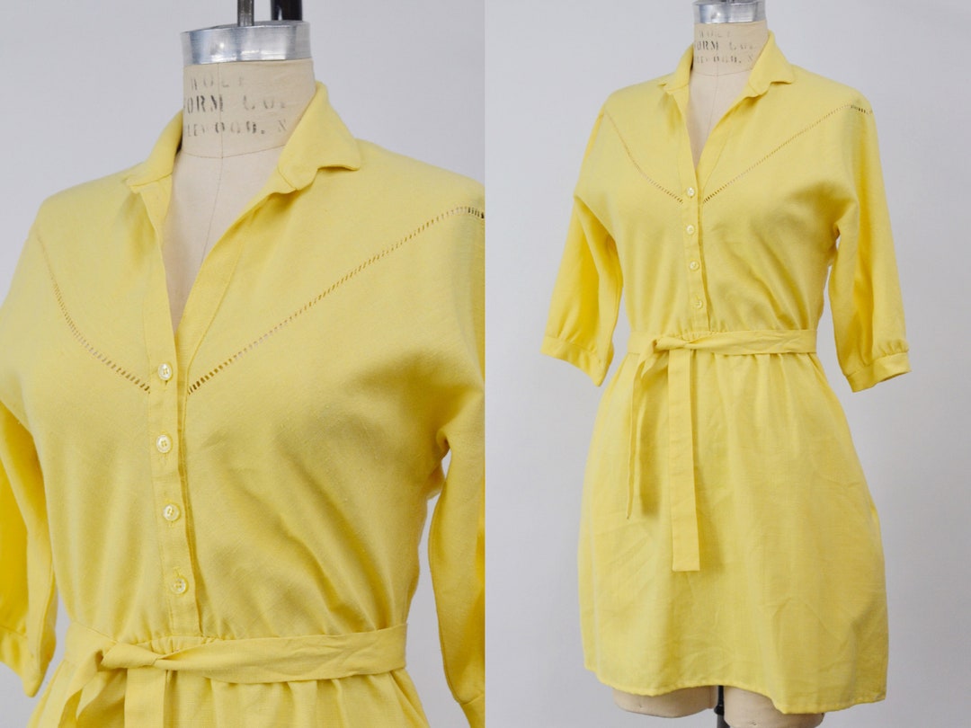 1950s David Warren Pale Yellow Day Dress 50s Cotton Dress - Etsy