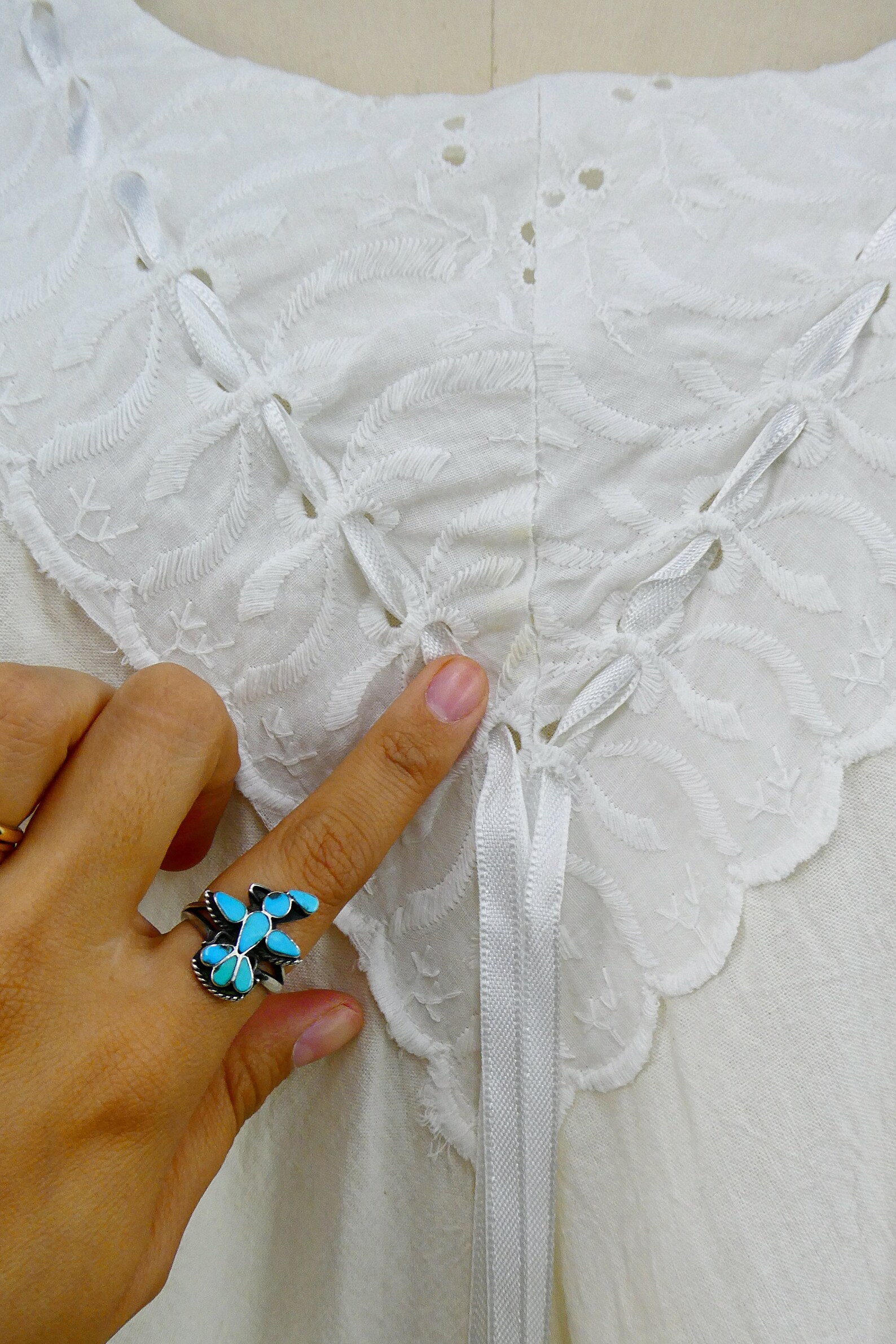 Vintage 1970s White Josefa Dress With Matching Shawl, 70s Eyelet Lace ...