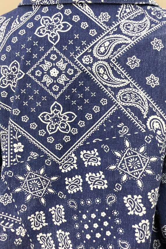 Vintage 1960s Blue Bandana Print Denim Jacket, Vintag… - Gem