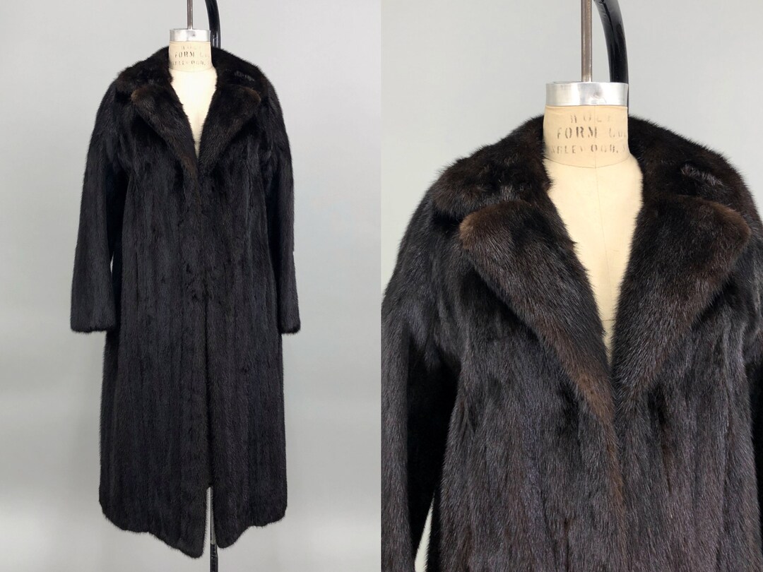 1980s Dark Brown Mink Fur Coat by the Evans Collection, 80s Fur Coat ...