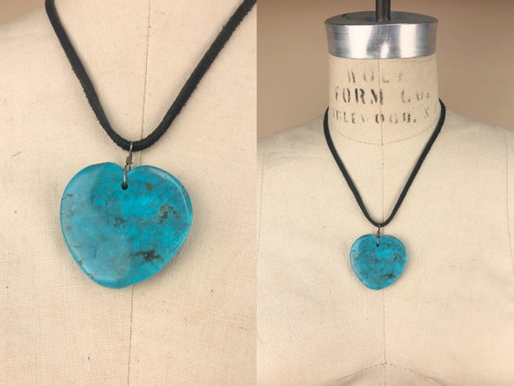Vintage Heart-shaped Turquoise Stone Necklace Bohemian - Etsy