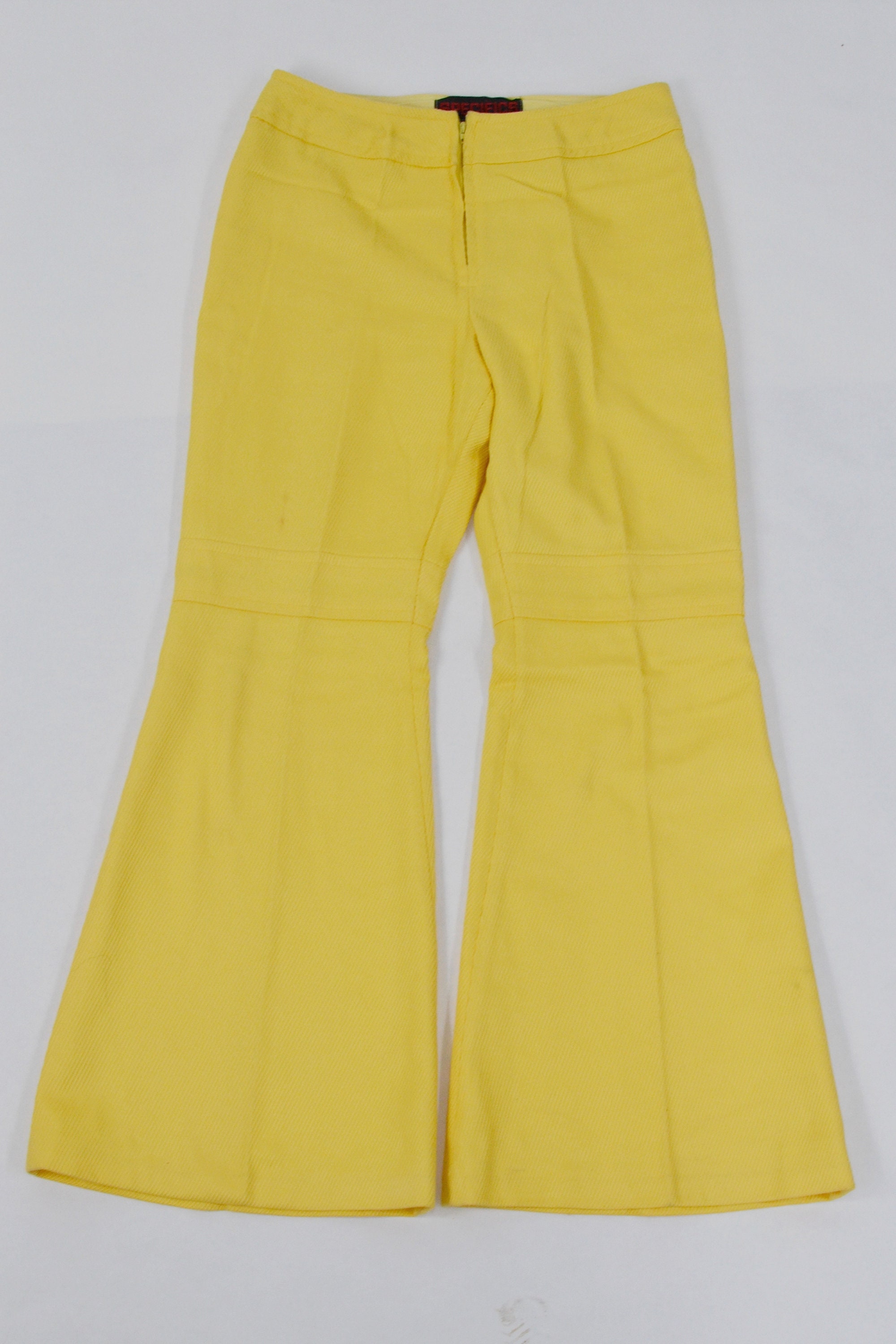 1970s Pale Yellow Specific Brand Bell Bottoms, Mid/low Rise Waist, 70s ...