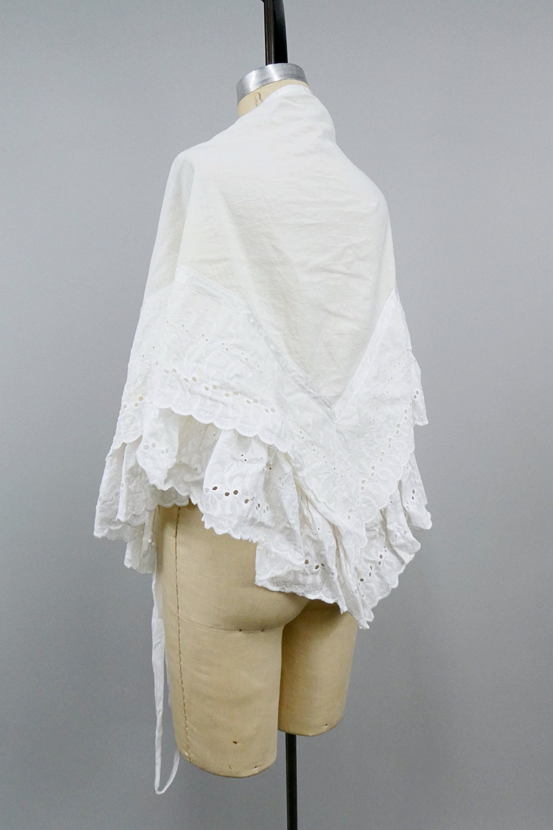 Vintage 1970s White Josefa Dress With Matching Shawl, 70s Eyelet Lace ...