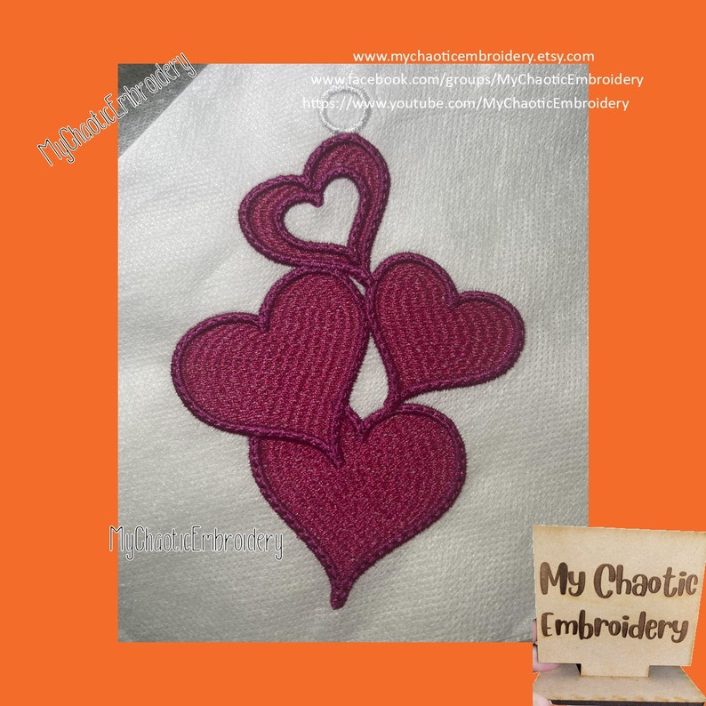 Free Standling Lace FSL Stacked Hearts Filled Ornament Designs - Etsy