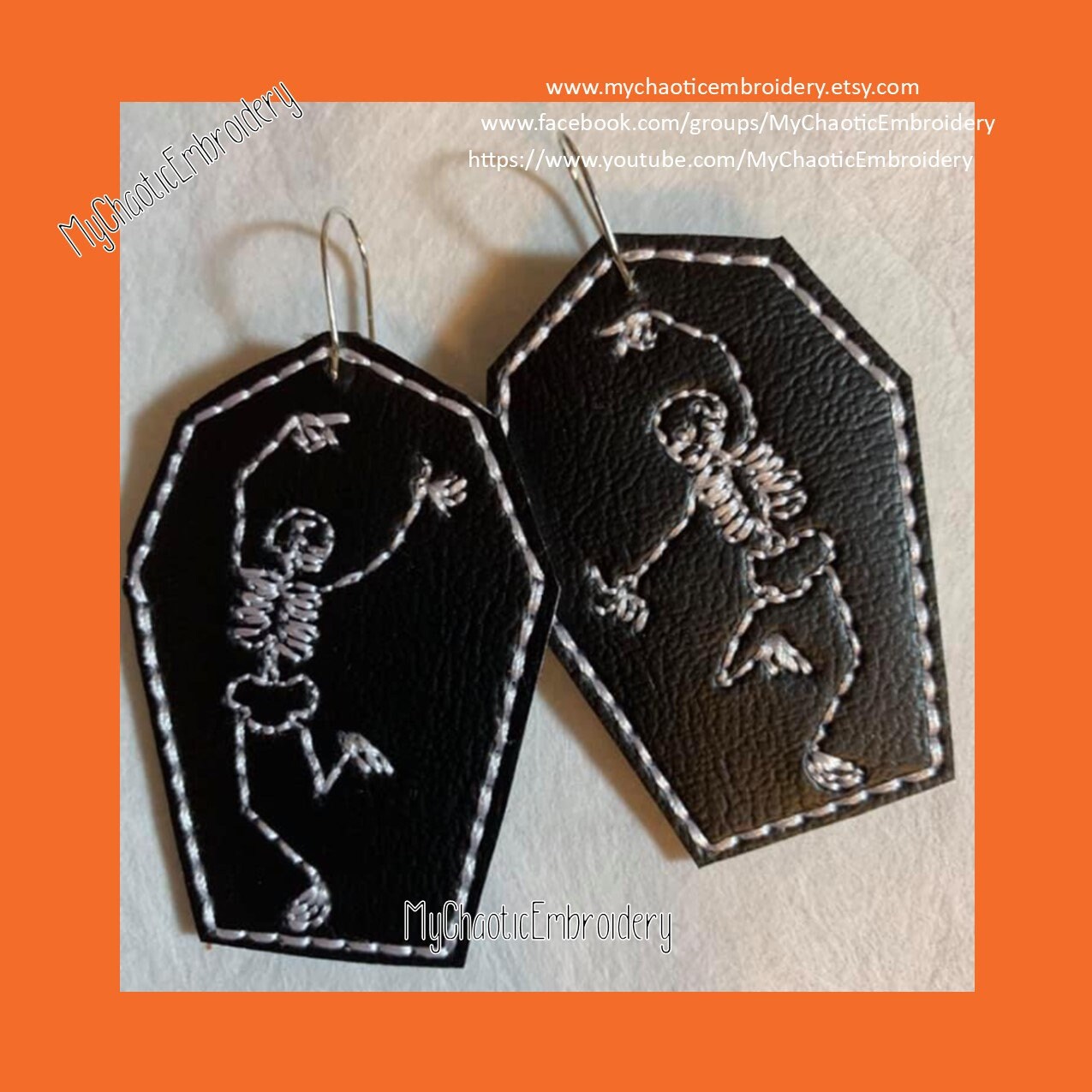 Casket Coffin Dancing Skeletons Faux Leather Vinyl Earring - Etsy