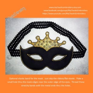 2 Styles Mardi Gras Crown and Jewels Applique Mask Designs 5x7 ...