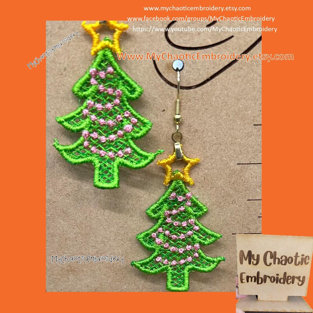 4x4 FSL Free Standing Lace Christmas Tree With Lights Earrings Pattern ...