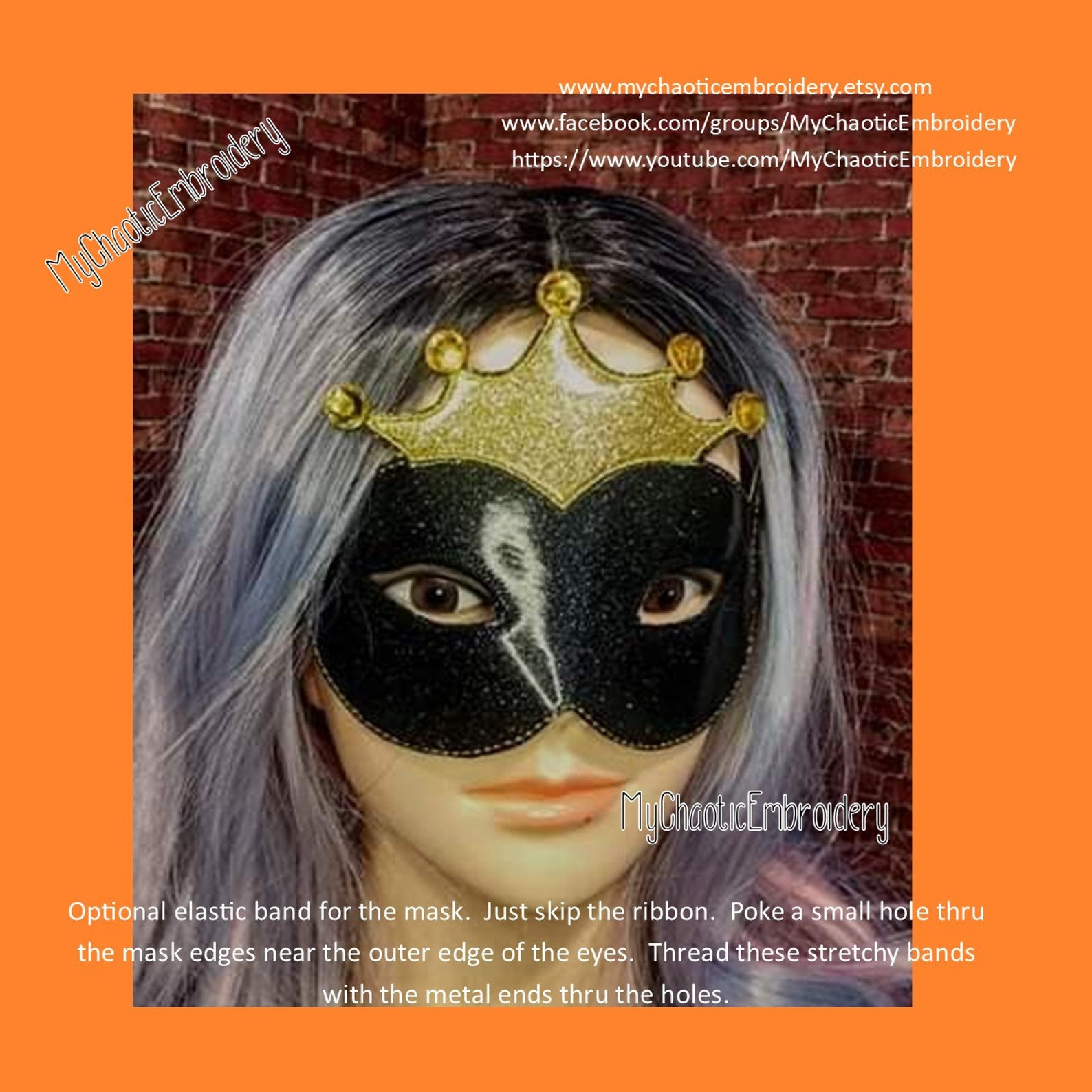2 Styles Mardi Gras Crown and Jewels Applique Mask Designs 5x7 ...
