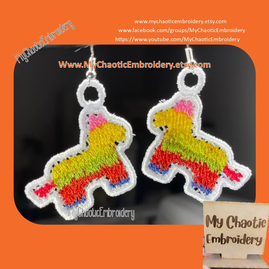 4x4 FSL Free Standing Lace Pinata Pinatas Earrings Pattern, Fish Hook ...
